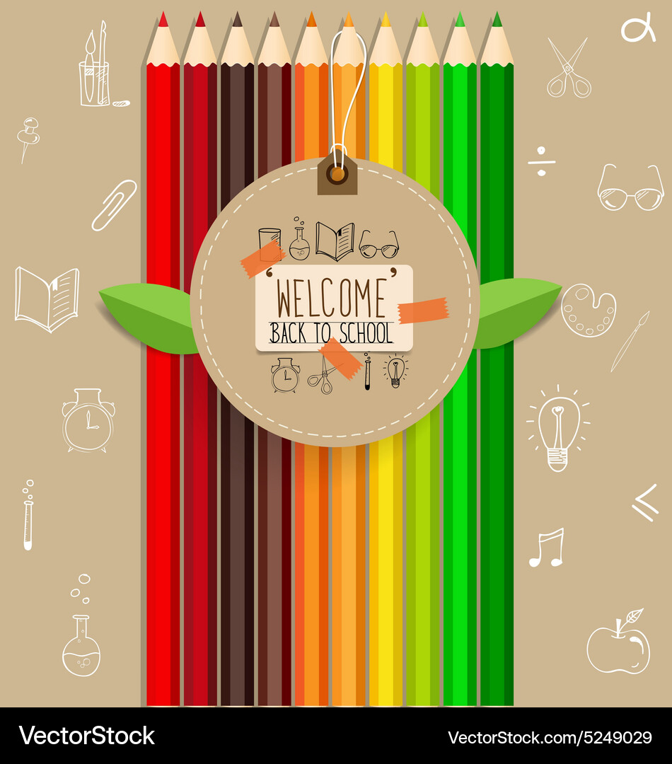 Welcome back to school with paper note and color Vector Image