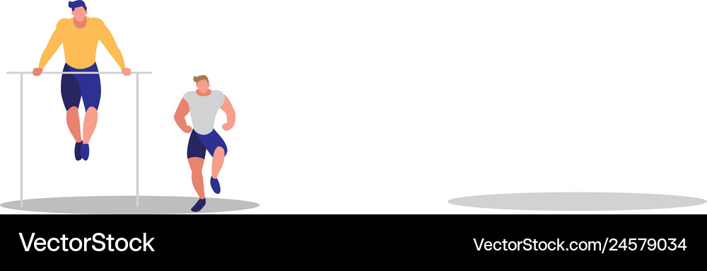 Athletic men practicing exercises Royalty Free Vector Image