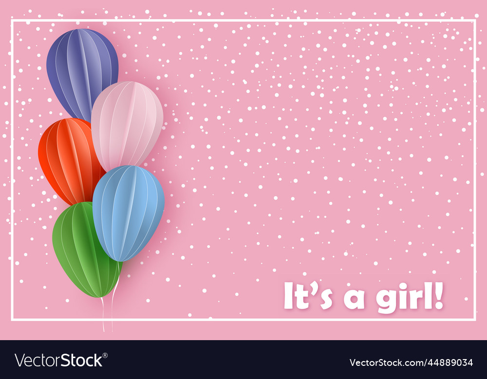 its-a-girl-happy-birthday-greeting-card-in-paper-vector-image