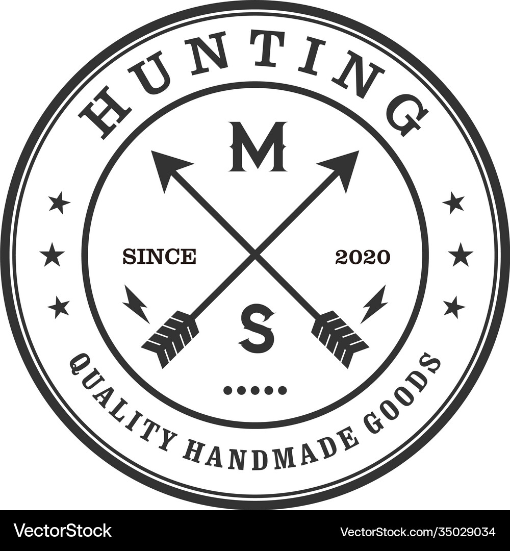 Logo for hunting with arrow elements outdoor Vector Image