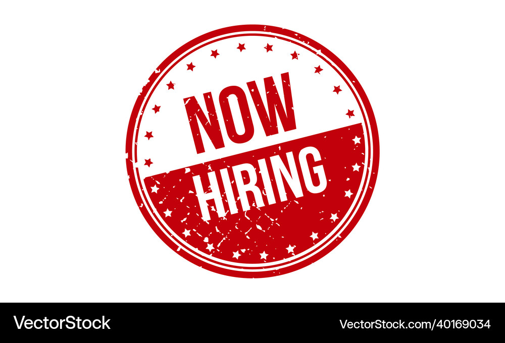 Now hiring rubber stamp red hiring rubber Vector Image