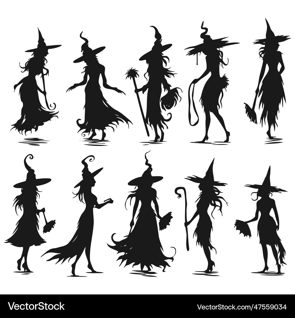 Of halloweens witches Royalty Free Vector Image