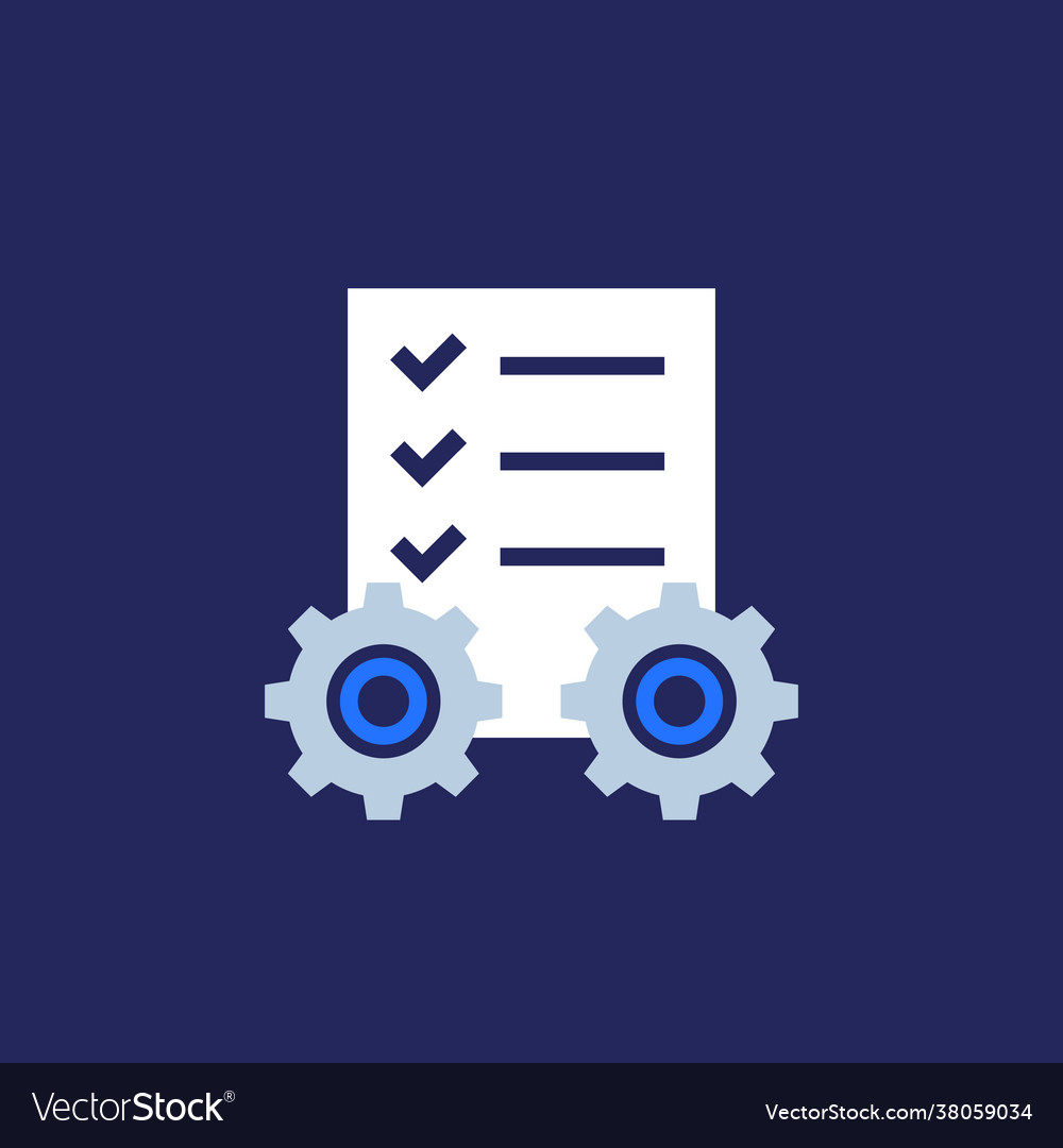 Project management gears and checklist icon Vector Image