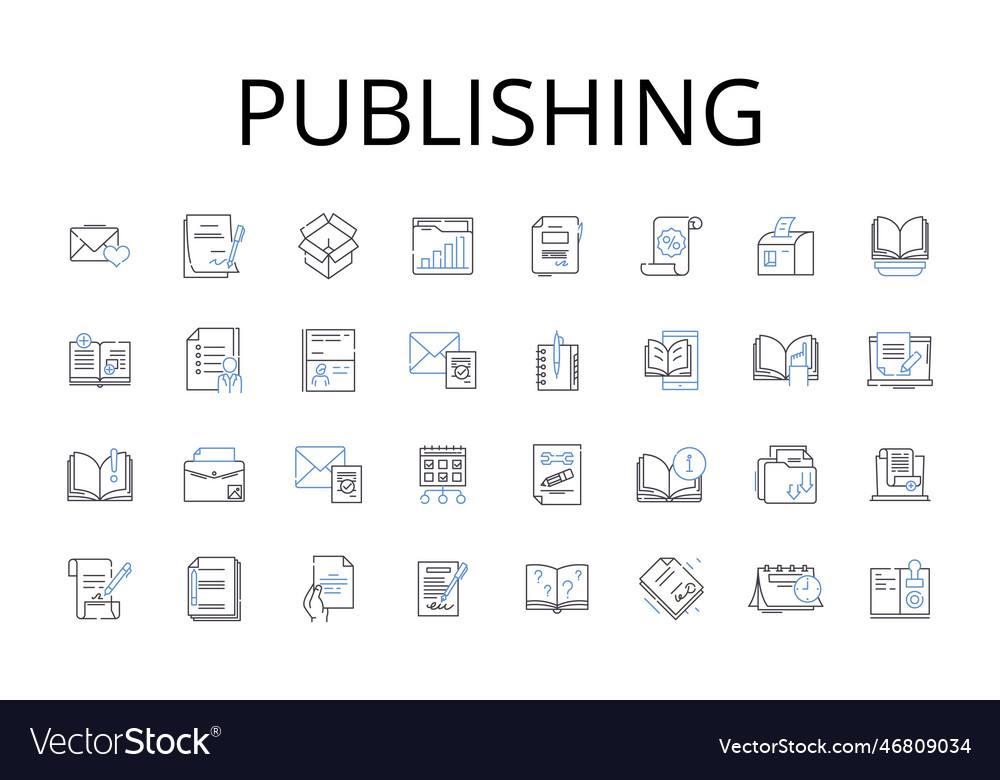 Publishing line icons collection printing press Vector Image