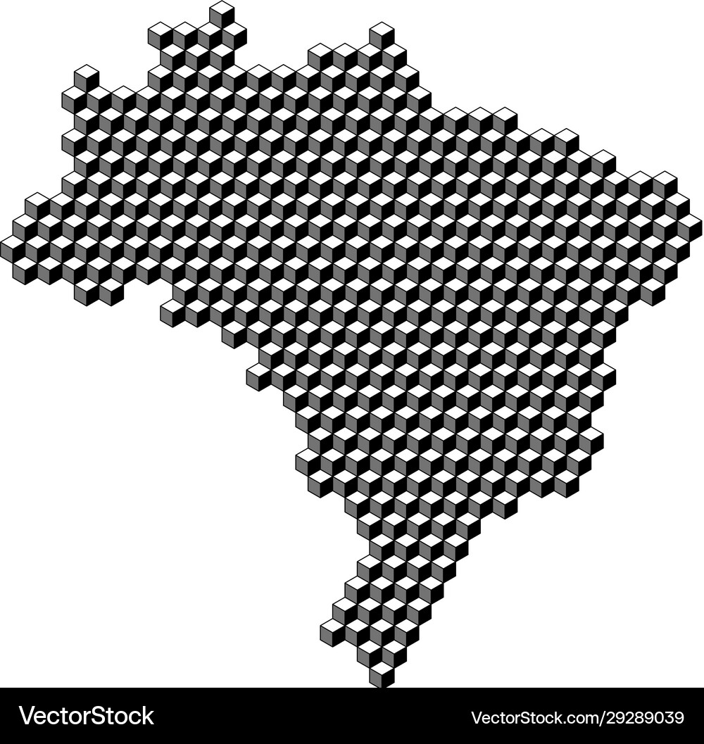 Brazil map from 3d black cubes isometric abstract Vector Image