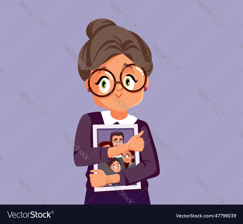 Nostalgic senior woman feeling melancholic Vector Image