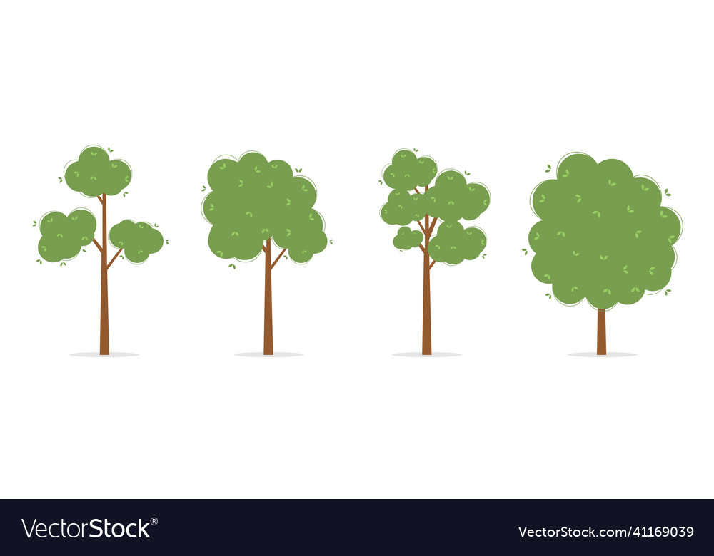 Trees set in flat style Royalty Free Vector Image