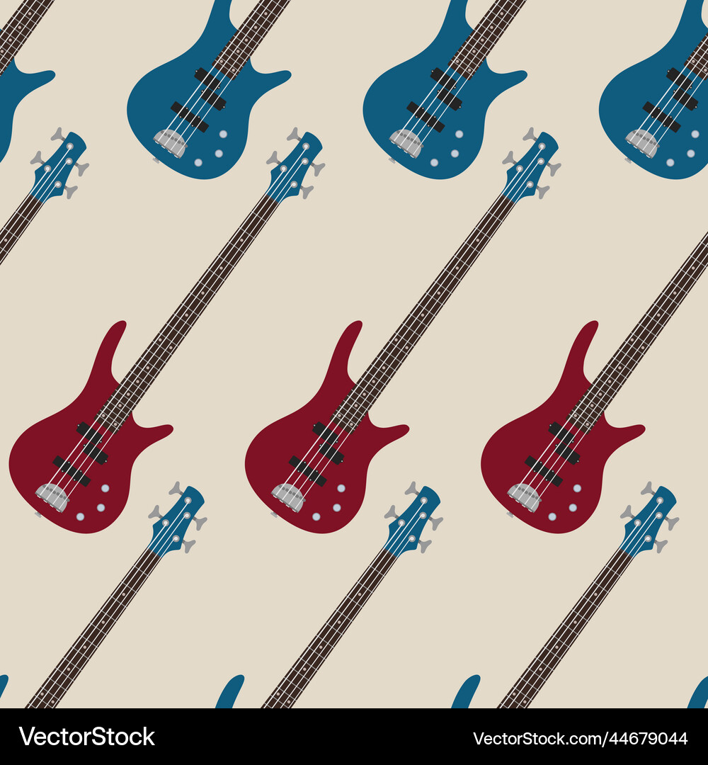 Seamless pattern with bass guitars Royalty Free Vector Image