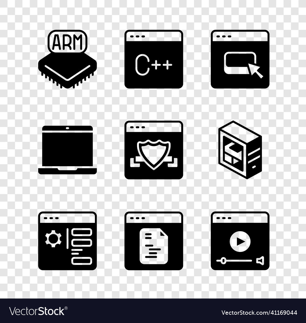Set Processor Software Browser Files Setting Vector Image