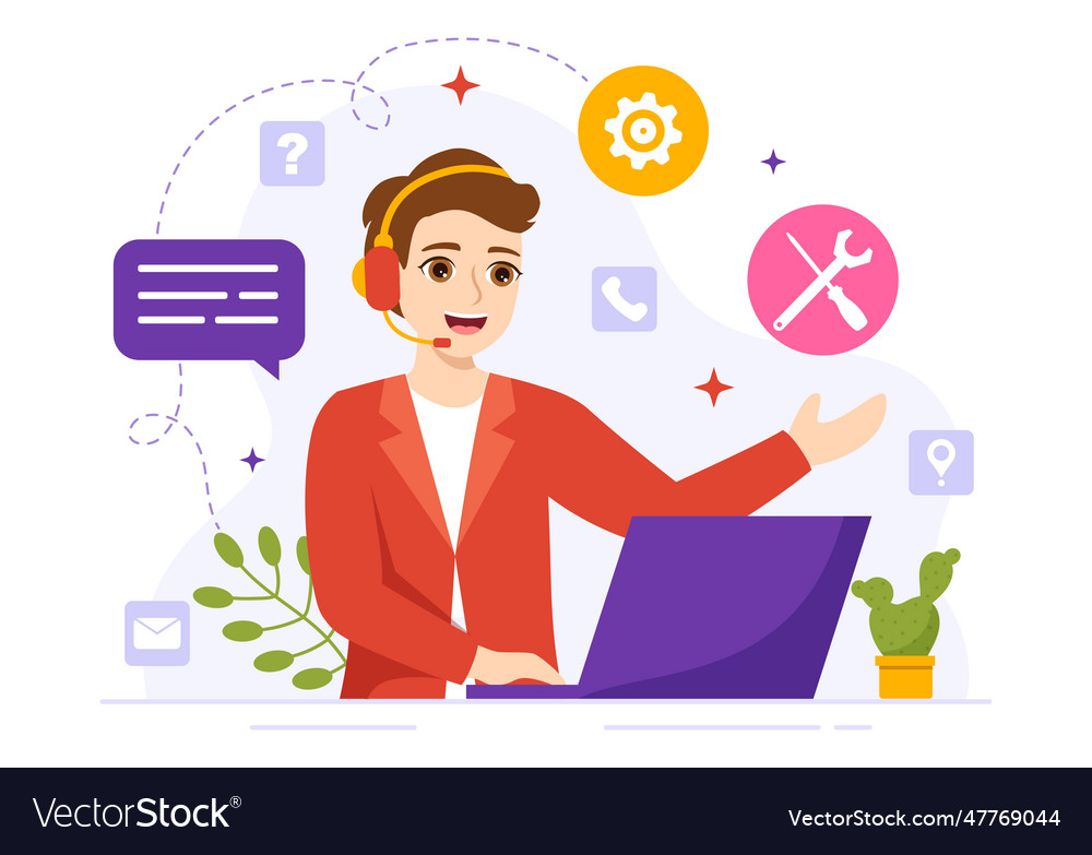 Technical support system with software Royalty Free Vector