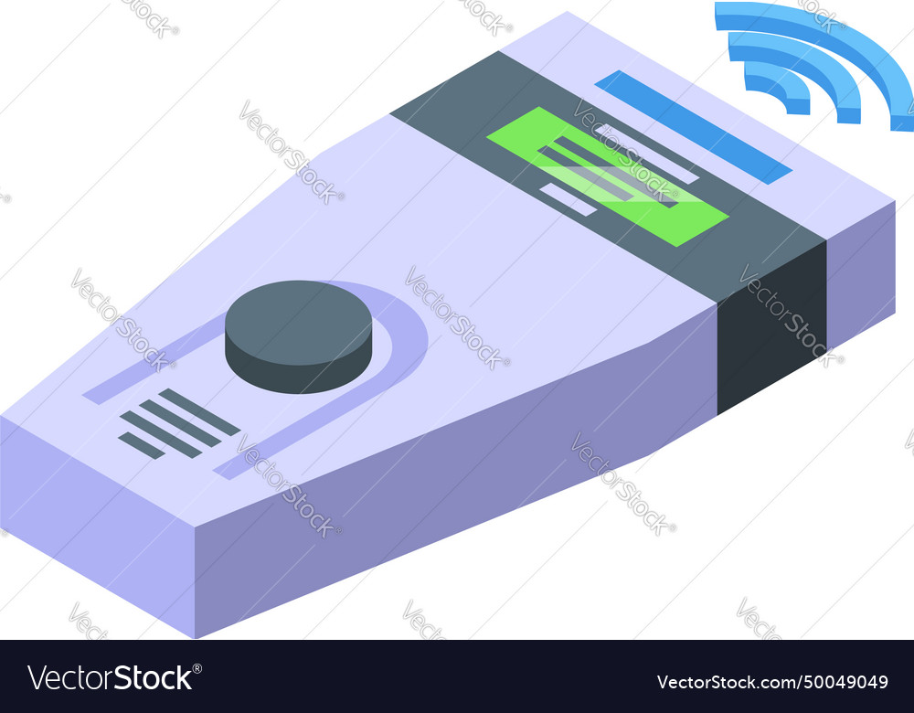 Button device microchip icon isometric Royalty Free Vector
