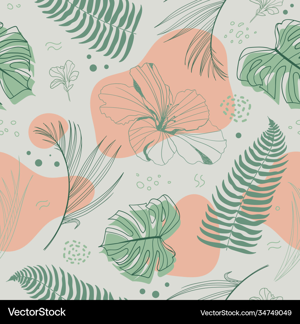 Hand drawn seamless tropical pattern with Vector Image