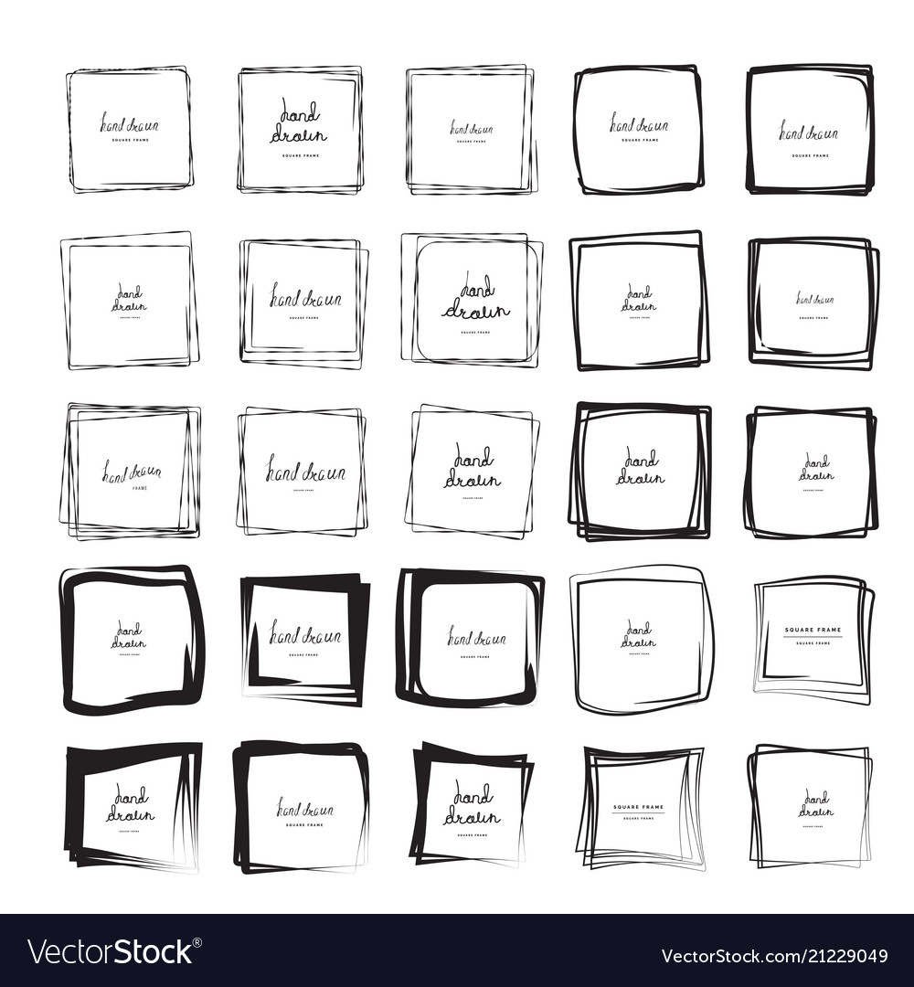 Hand drawn square frames Royalty Free Vector Image