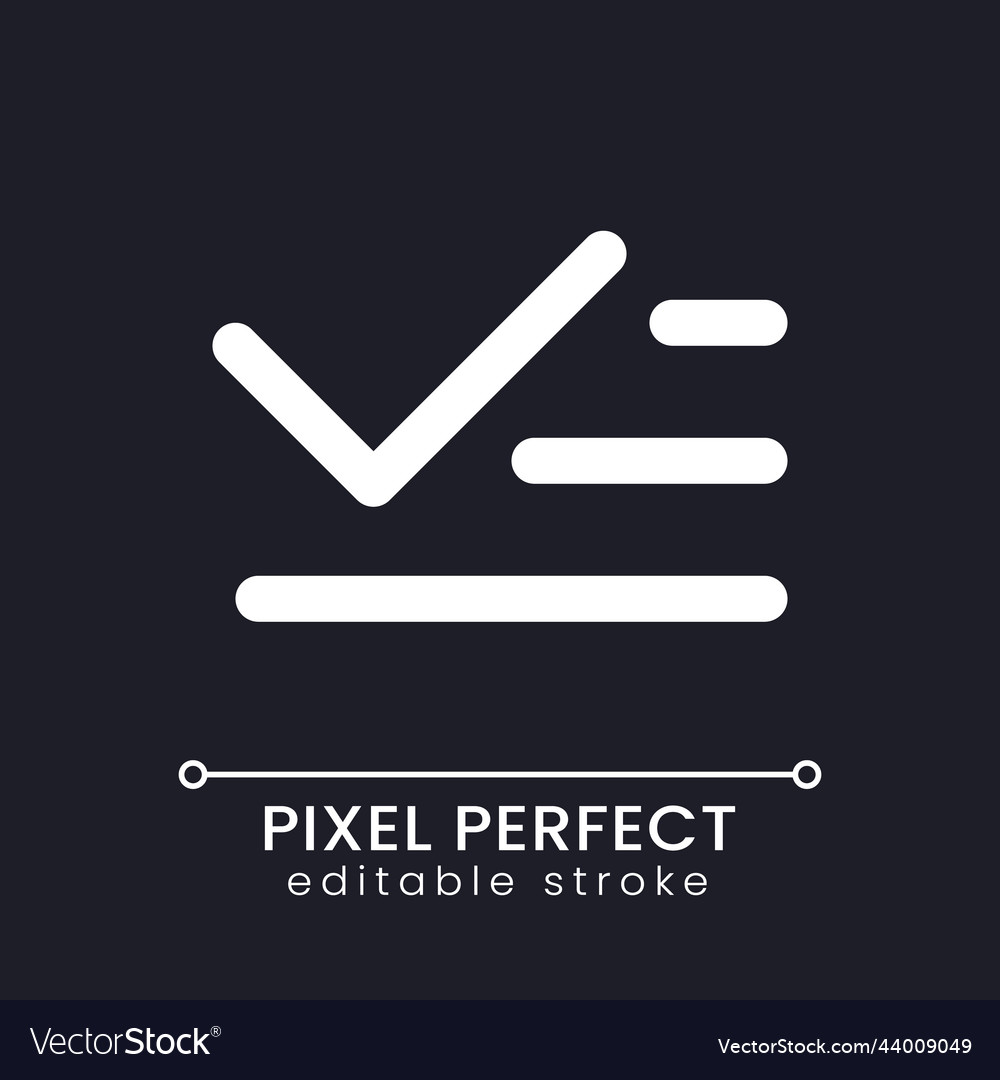 List and checkmark pixel perfect white linear ui Vector Image List and checkmark pixel perfect white linear ui Vector Image