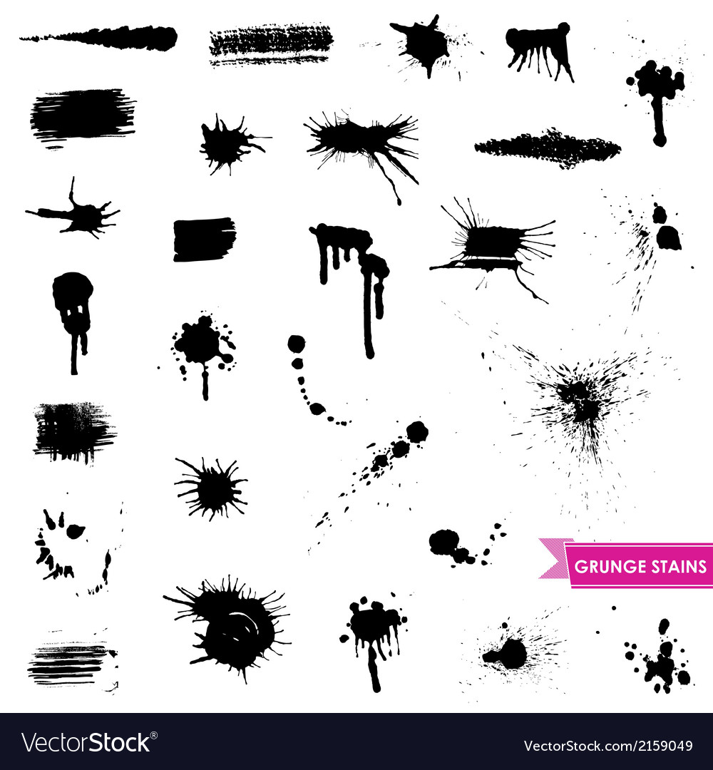 Set of grunge ink stains elements Royalty Free Vector Image
