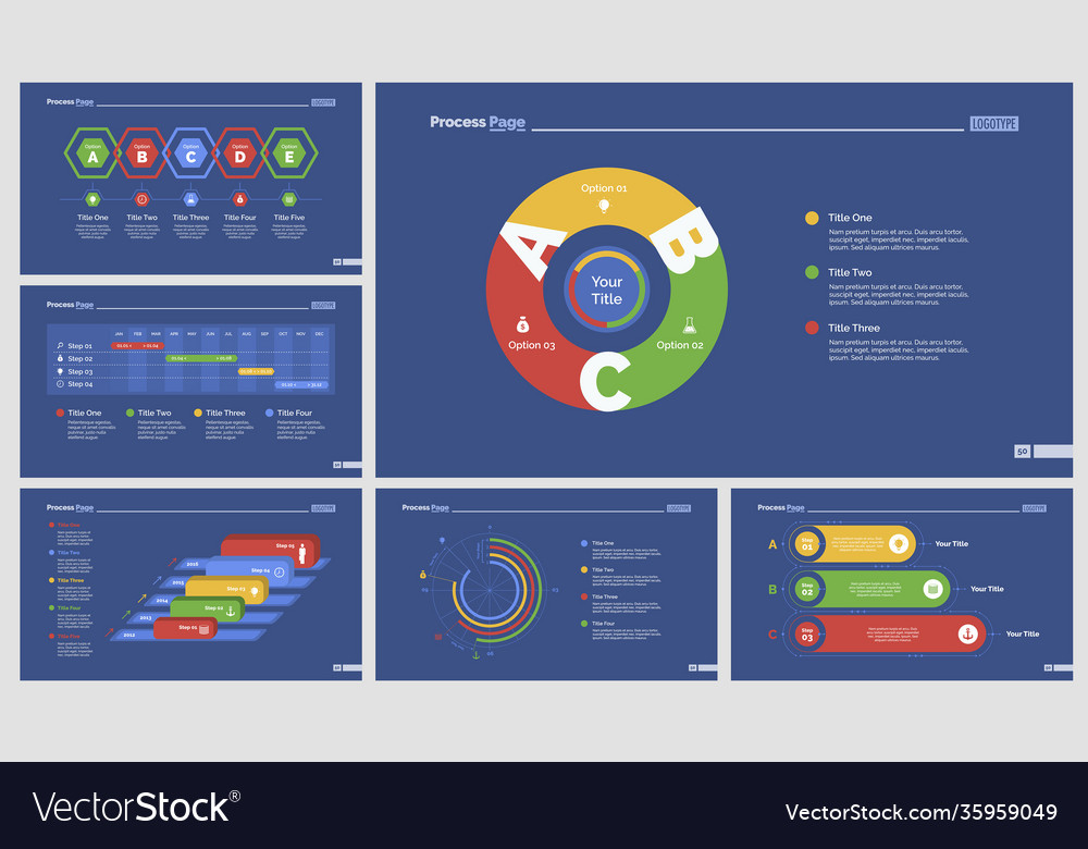 Six planning slide templates set Royalty Free Vector Image Six planning slide templates set Royalty Free Vector Image