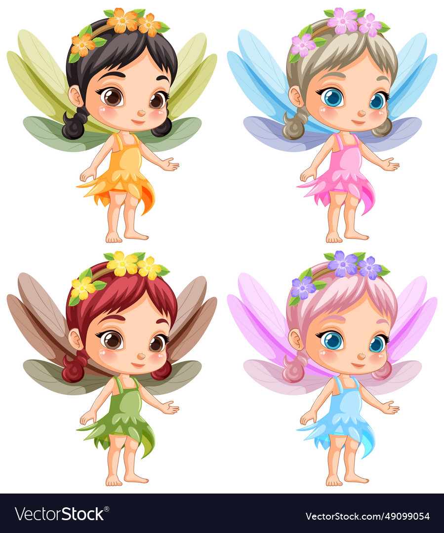 Cute Fantasy Fairy Cartoon Character Royalty Free Vector