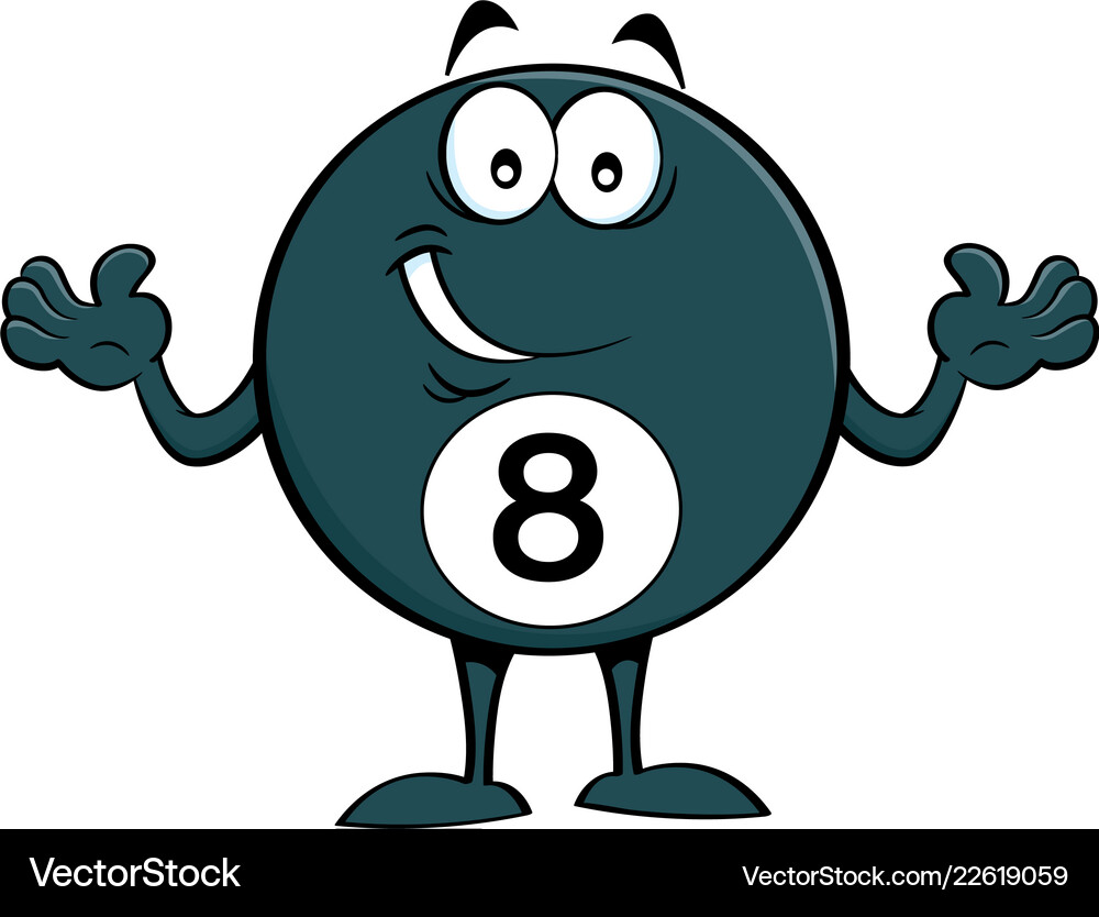 Cartoon happy billiard eight ball Royalty Free Vector Image