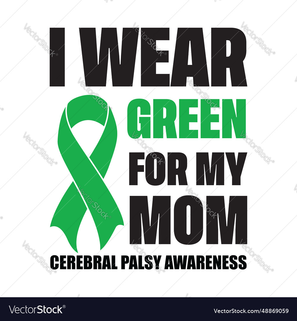 Cerebral palsy awareness green ribbon american Vector Image