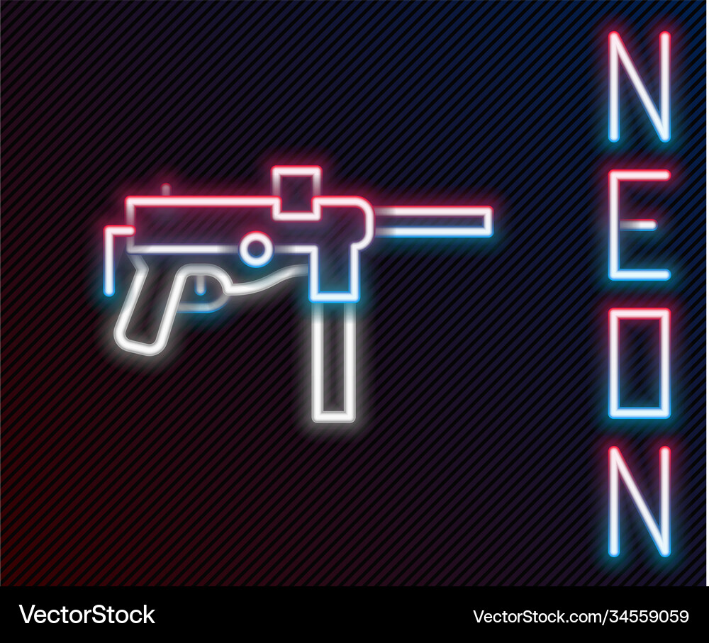 Glowing neon line submachine gun m3 grease gun Vector Image