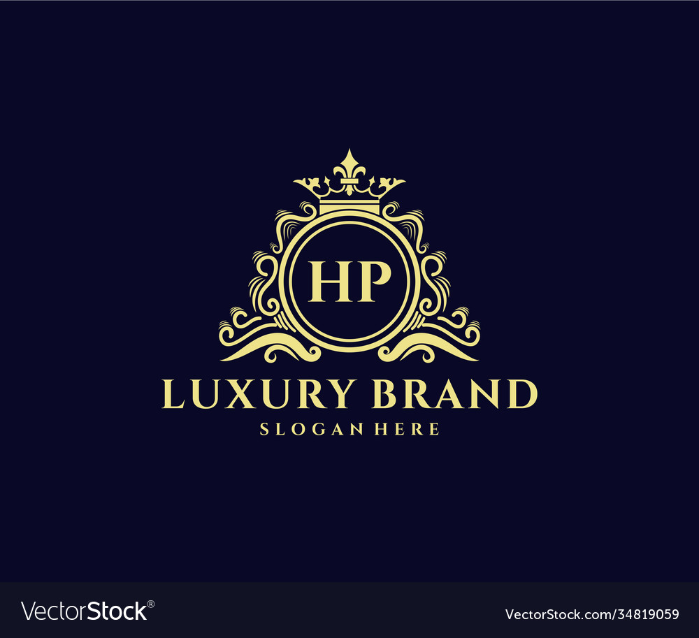 Hp initial letter gold calligraphic feminine Vector Image