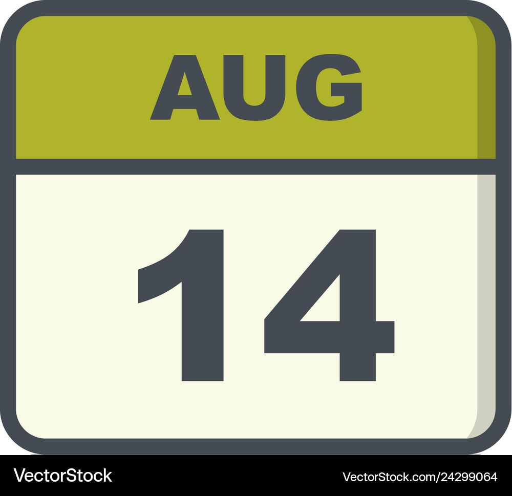 August 14th date on a single day calendar Vector Image