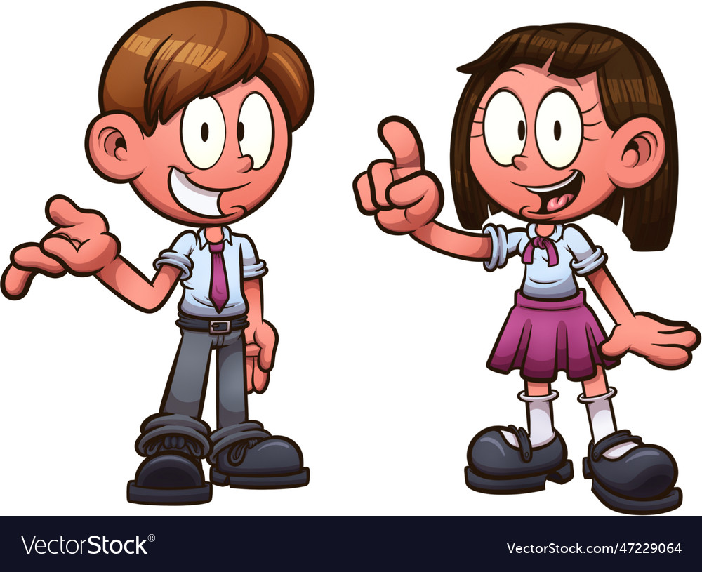 Boy and girl in school uniform Royalty Free Vector Image