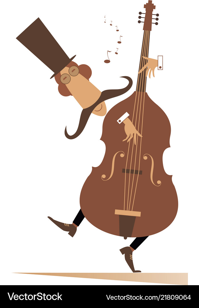 Cartoon long mustache cellist Royalty Free Vector Image