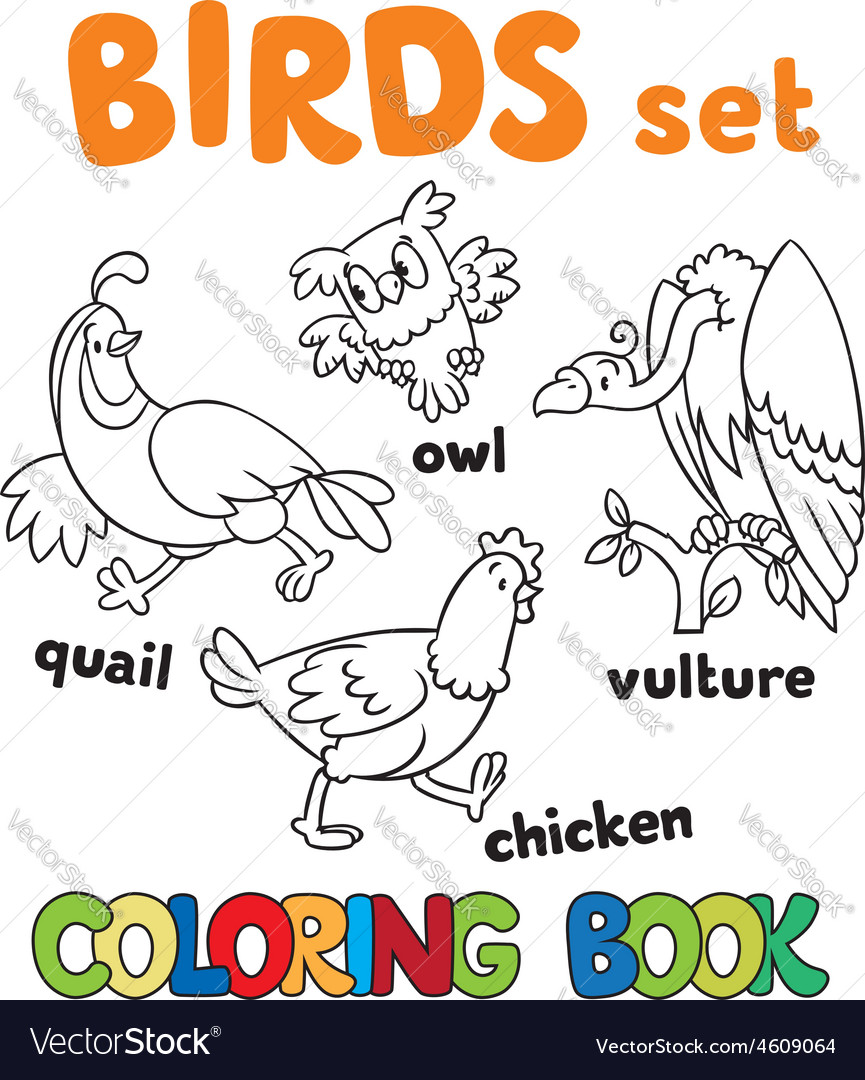 Coloring book with birds Royalty Free Vector Image
