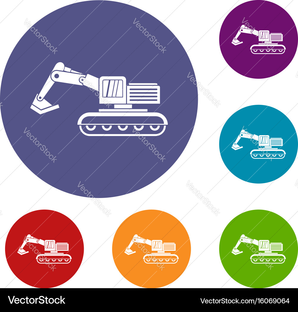 Excavator icons set Royalty Free Vector Image - VectorStock