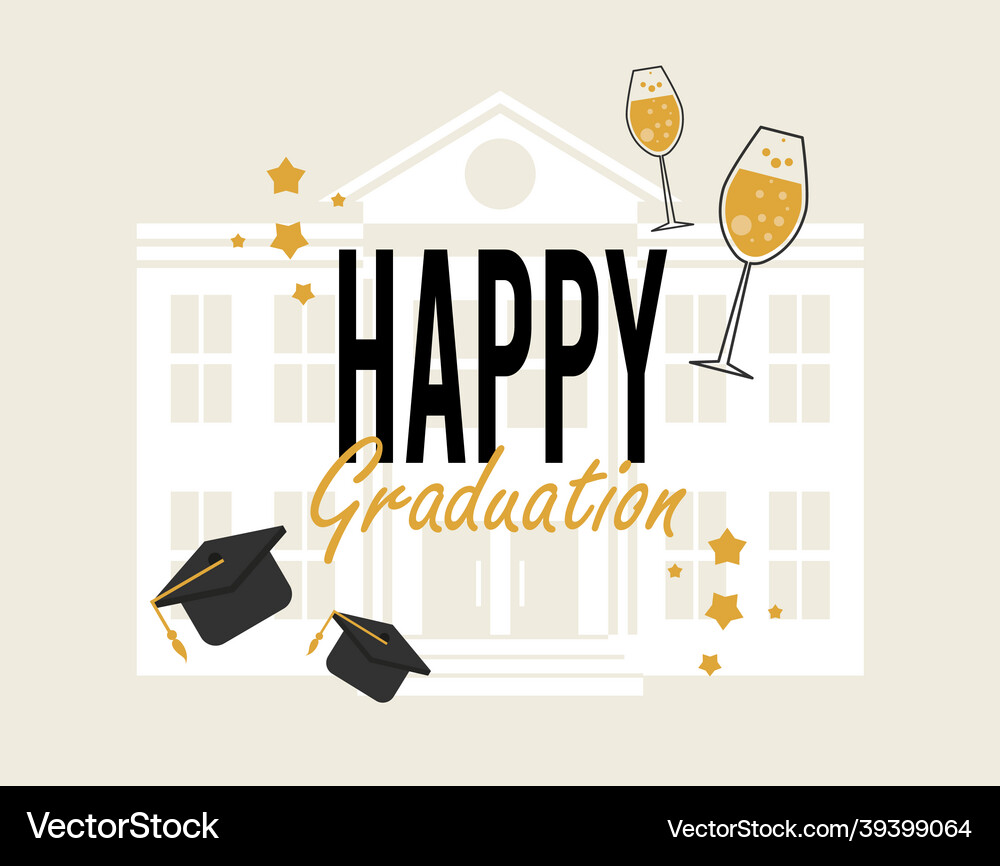 Happy graduation poster Royalty Free Vector Image