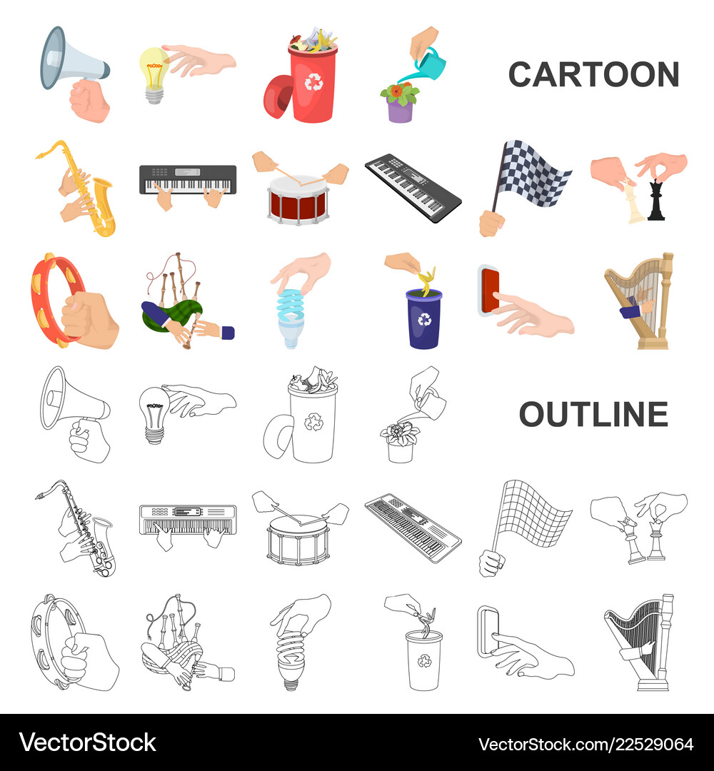 Manipulation by hands cartoon icons in set Vector Image