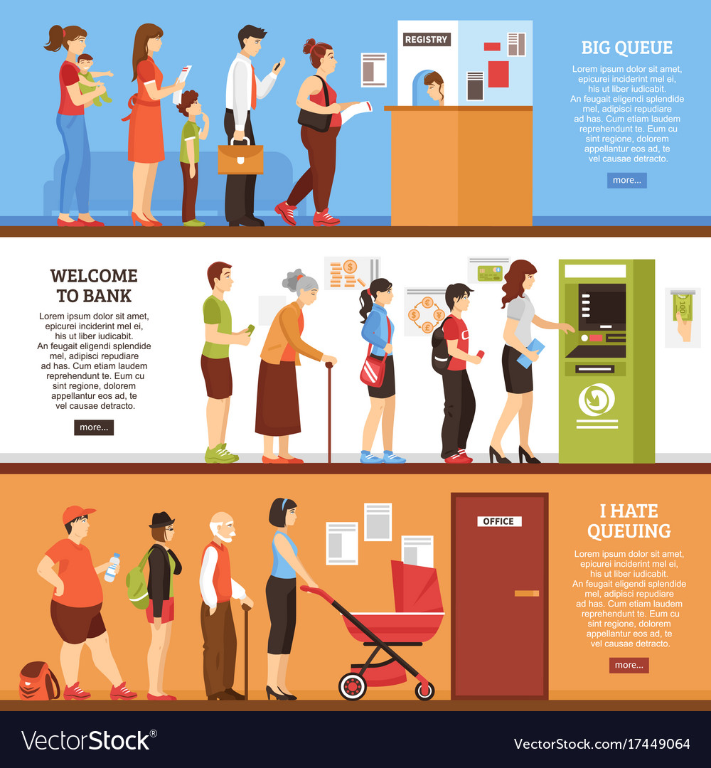 Queue horizontal banners set Royalty Free Vector Image