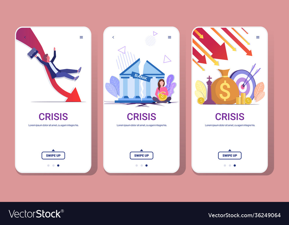 Set falling arrows decrease economy stretching Vector Image