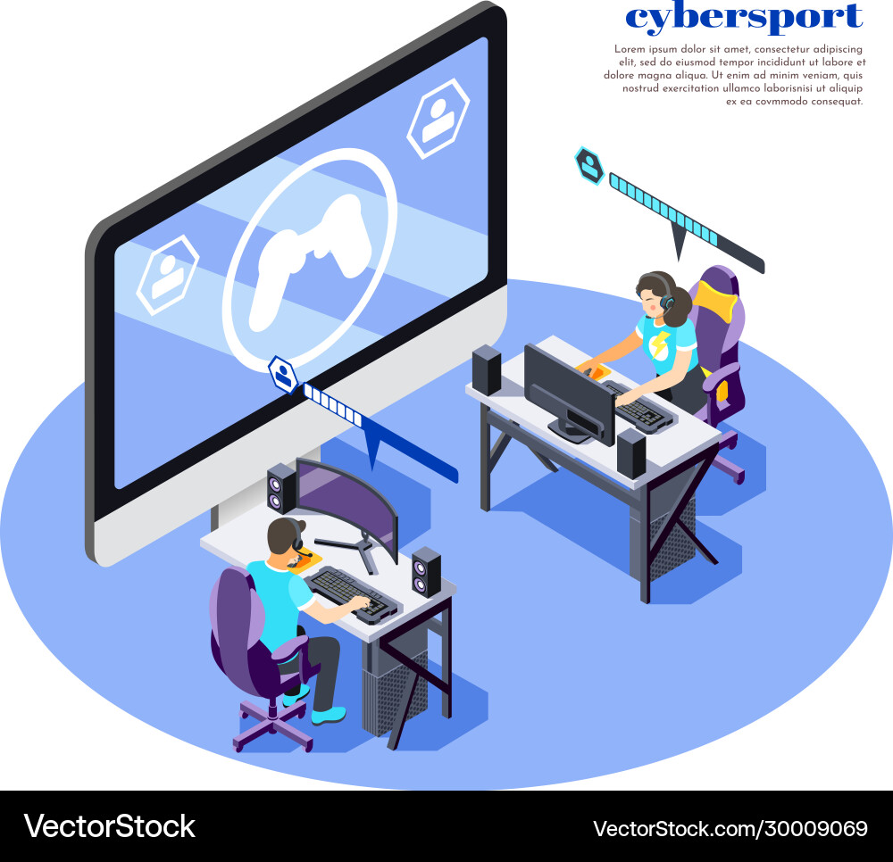 Cybersport isometric and colored composition Vector Image