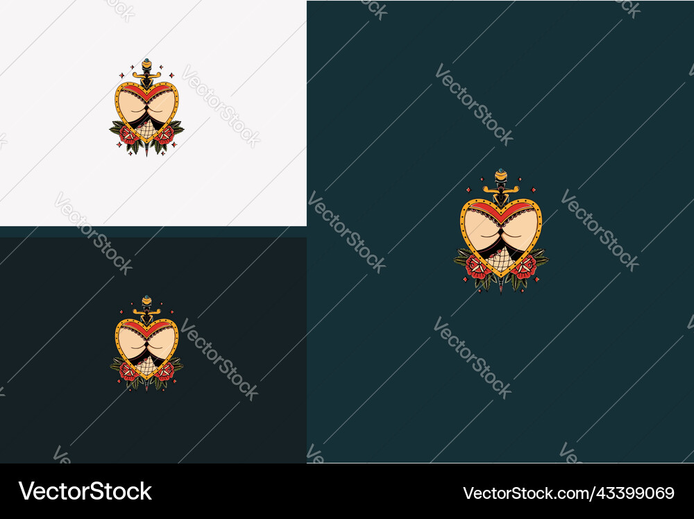 Logo heart and rose flowers design Royalty Free Vector Image