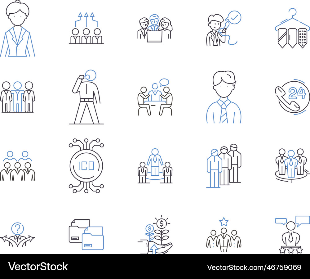 Office workers outline icons collection Royalty Free Vector
