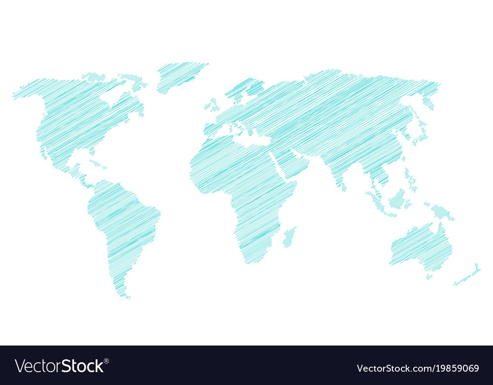 Scribble world map Royalty Free Vector Image - VectorStock