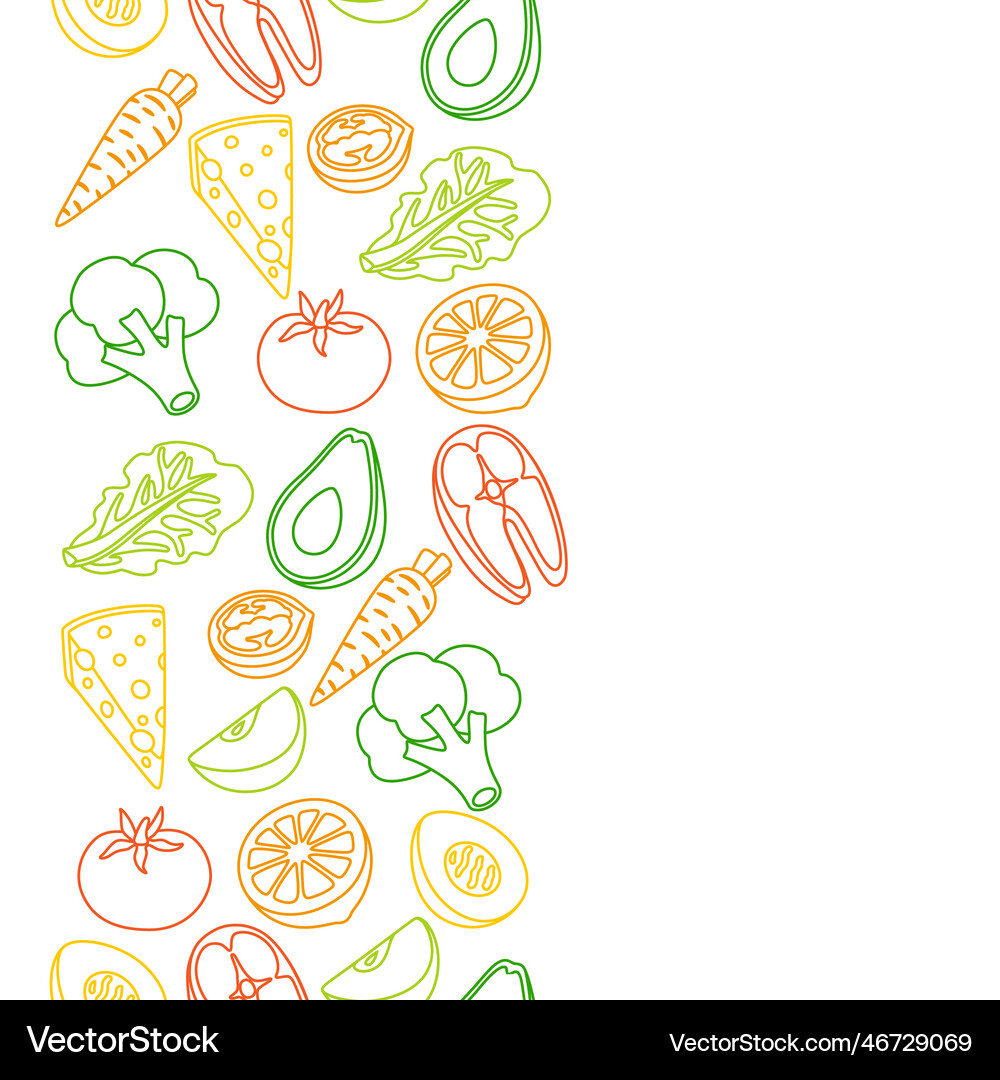 Seamless pattern with healthy eating and diet meal