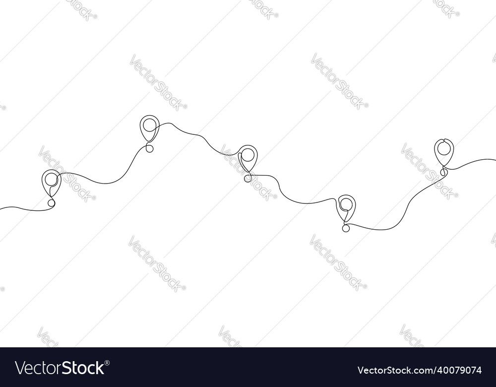 Continuous one line drawing map location pointers Vector Image