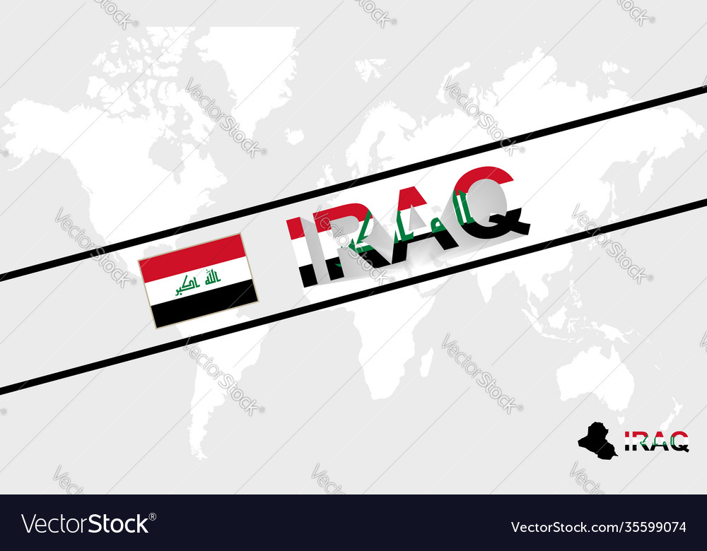 Iraq map flag and text Royalty Free Vector Image Iraq map flag and text Royalty Free Vector Image