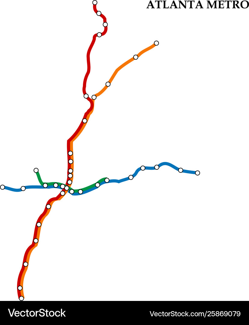 Atlanta Metro Subway Map Royalty Free Vector Image