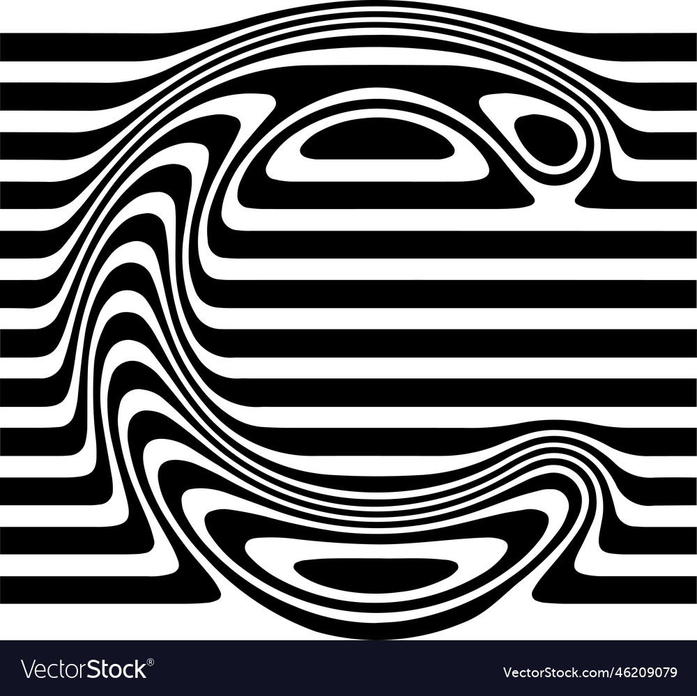 Liquified letter c 3d striped sign optical Vector Image