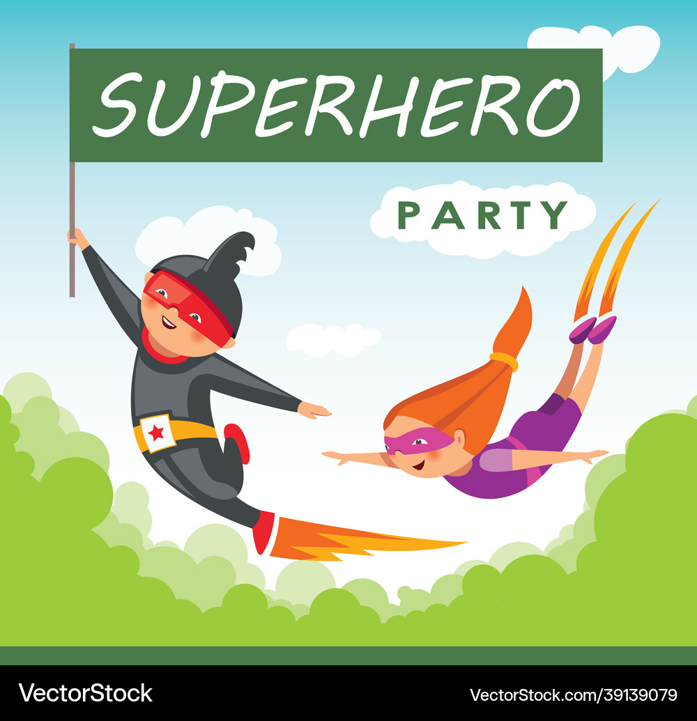 Superhero party invitation Royalty Free Vector Image