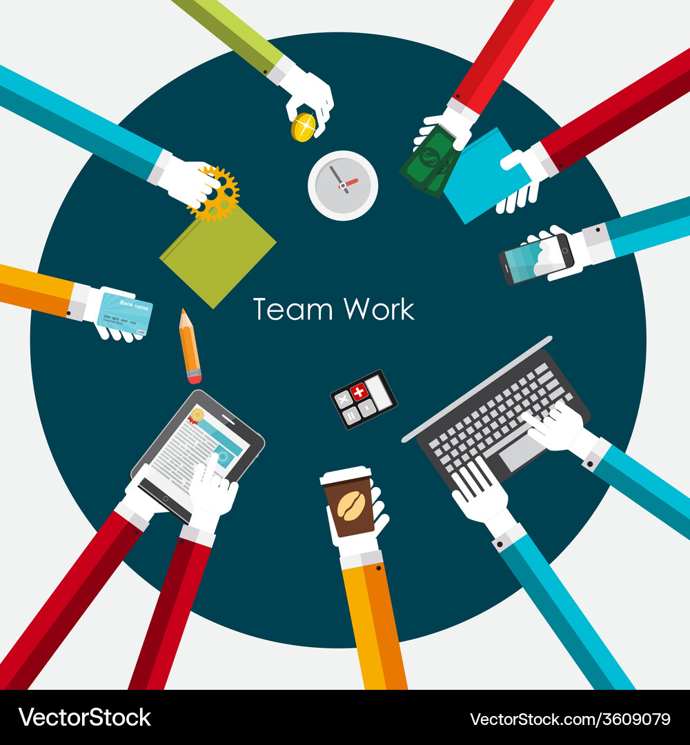 Team work flat concept Royalty Free Vector Image