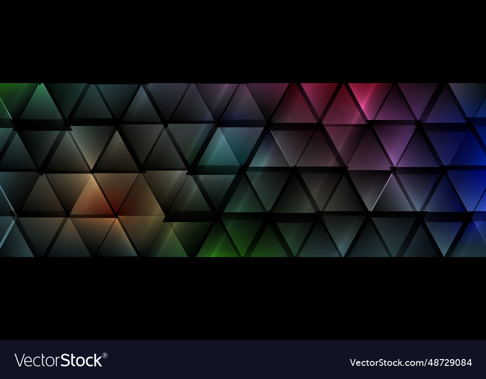 Dark colorful abstract glossy triangles tech Vector Image