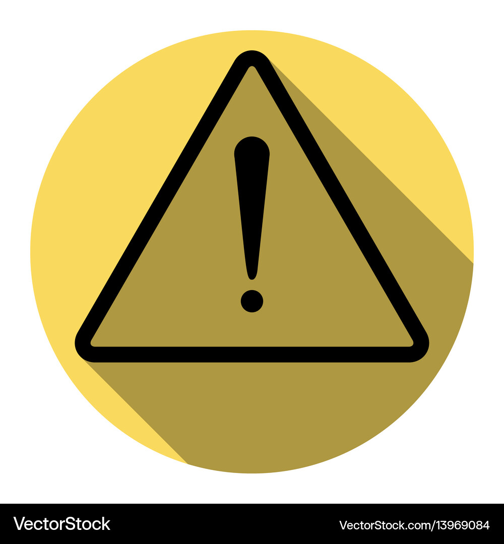 Exclamation danger sign flat style Royalty Free Vector Image