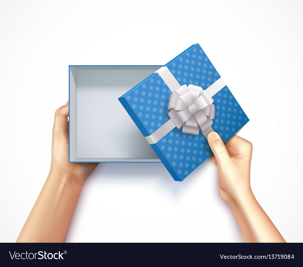 Hands and box composition Royalty Free Vector Image