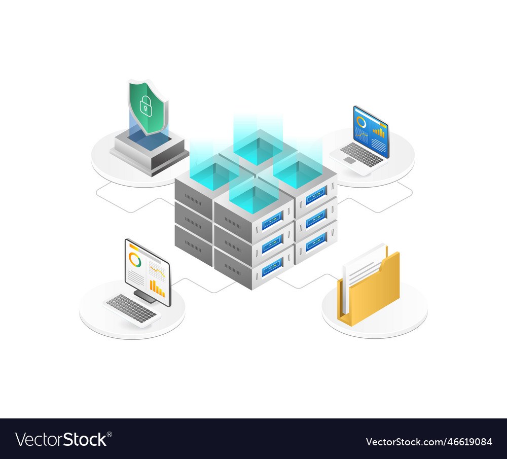 Isometric cloud computing concept Royalty Free Vector Image