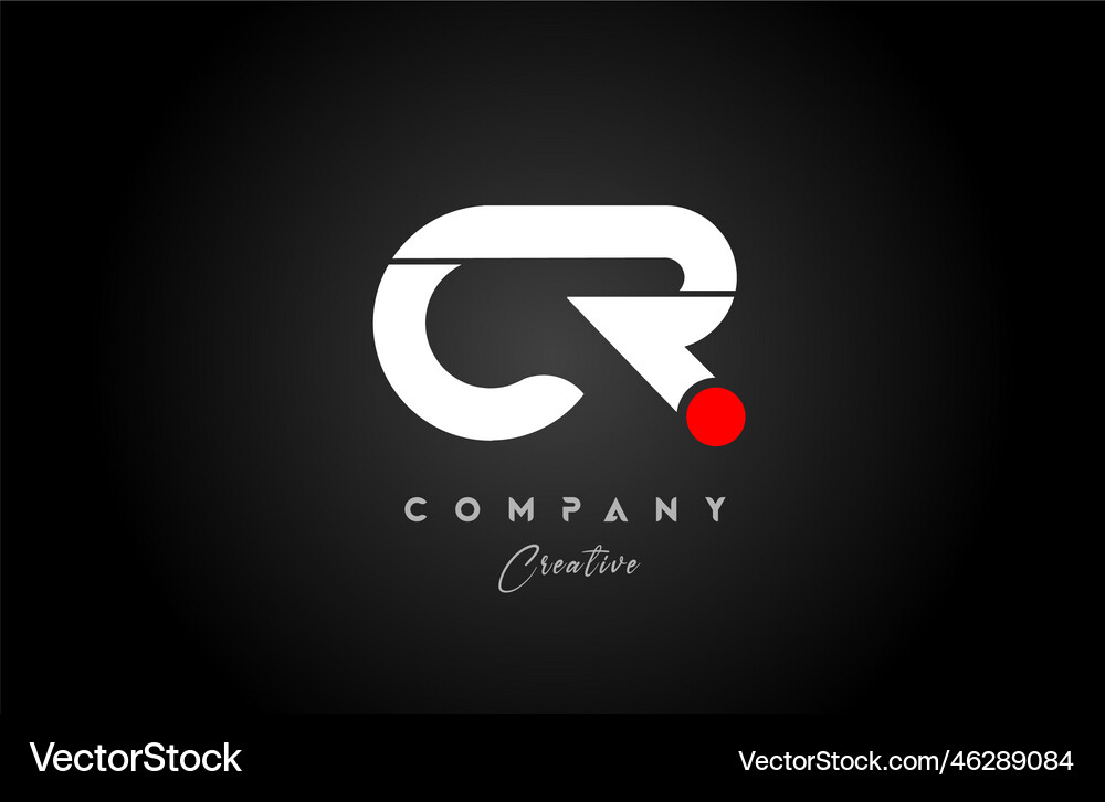 Red white alphabet letter cr c r combination Vector Image